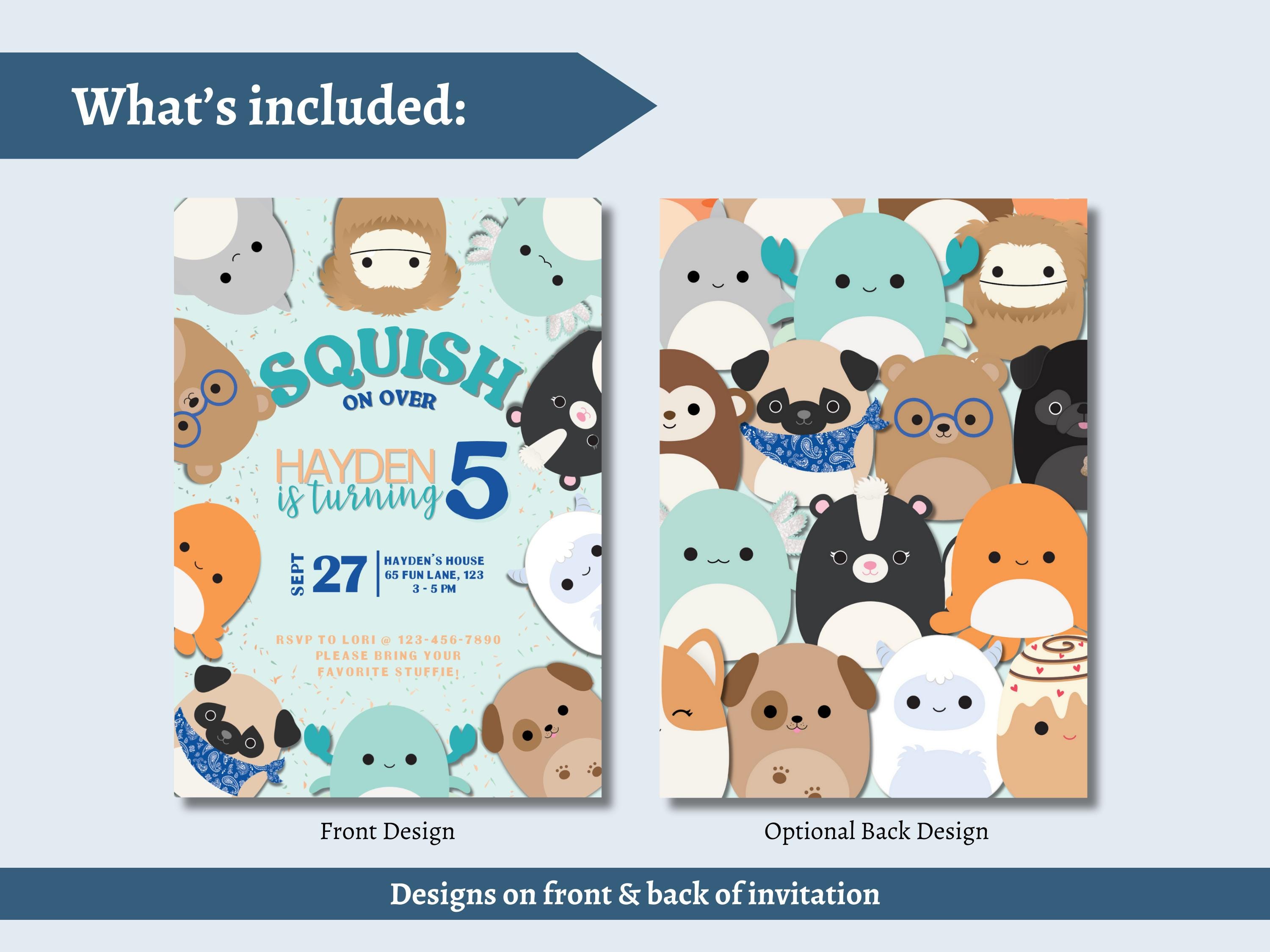 Editable Squishmallow Birthday Invitation: Neutral Party Theme (digital ...