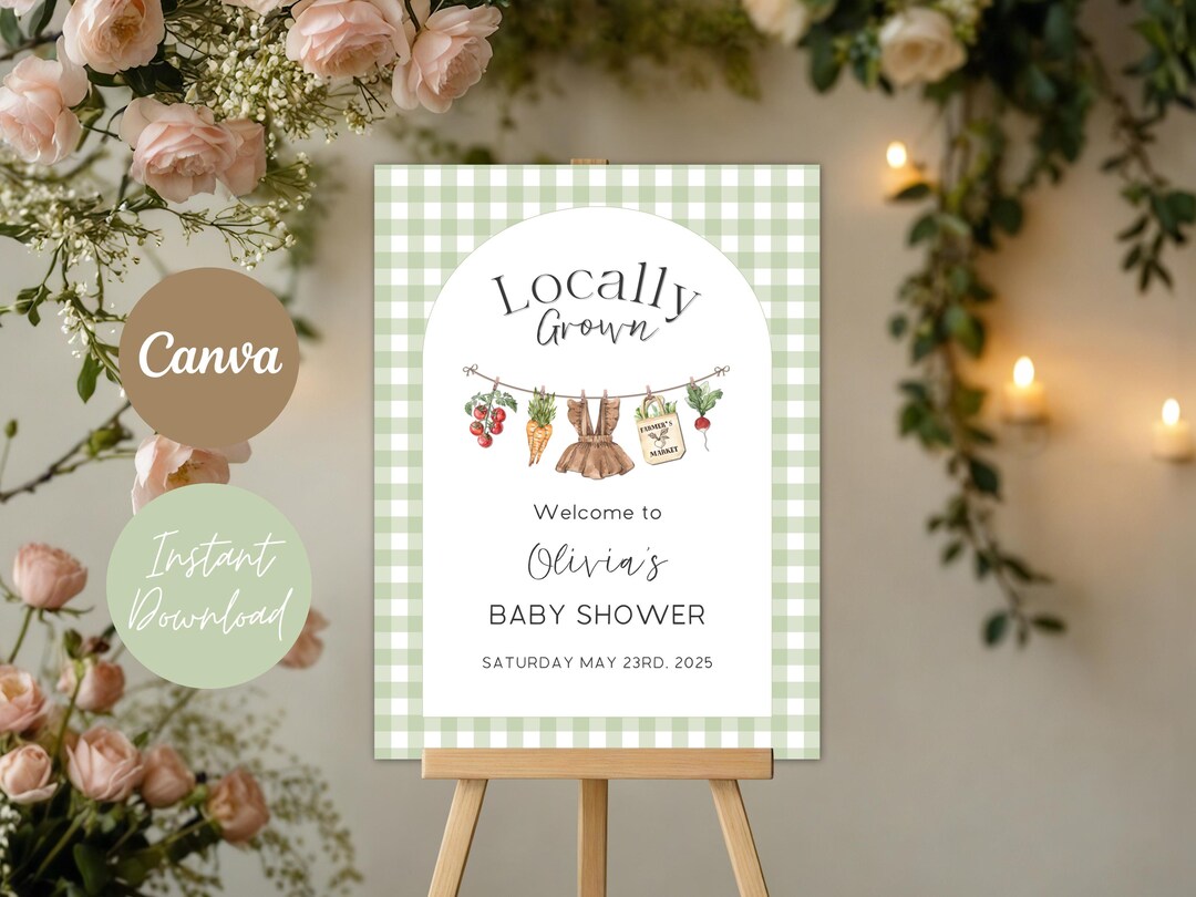 Locally Grown Baby Shower Welcome Sign: Editable Template (digital ...