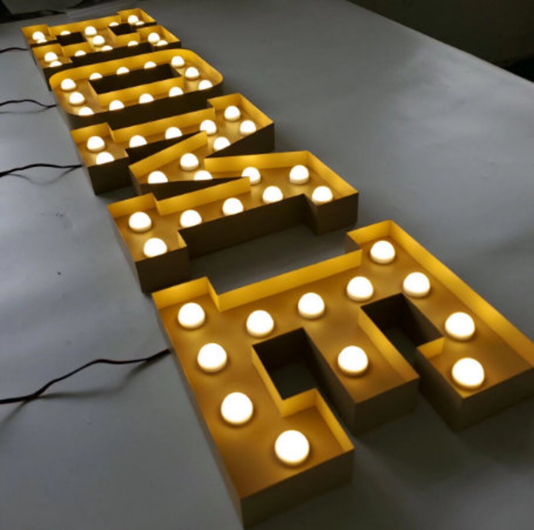 Retro Bulb Sign, Illuminated Custom Lightbox Sign, Custom Light Bulb ...