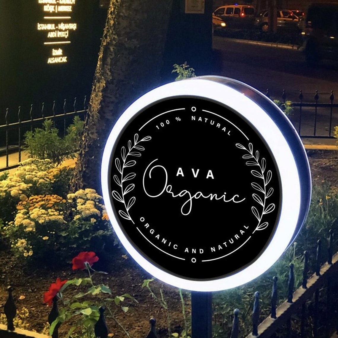 Round Light Box Outdoor Sign, Circle Custom Sign, Outdoor Sign, Light ...