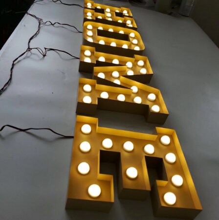 Retro Bulb Sign, Illuminated Custom Lightbox Sign, Custom Light Bulb ...