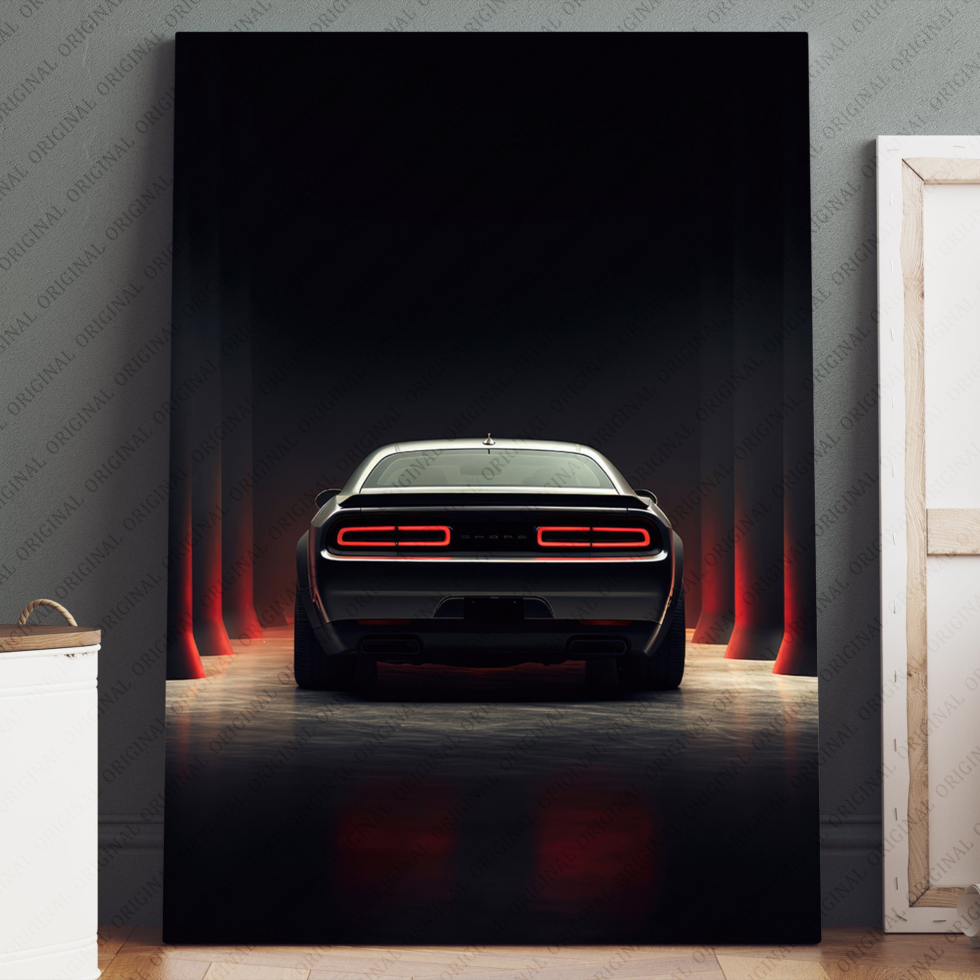 Dodge Challenger Hellcat Inspired Poster Canvas Wall Art, Car Poster ...
