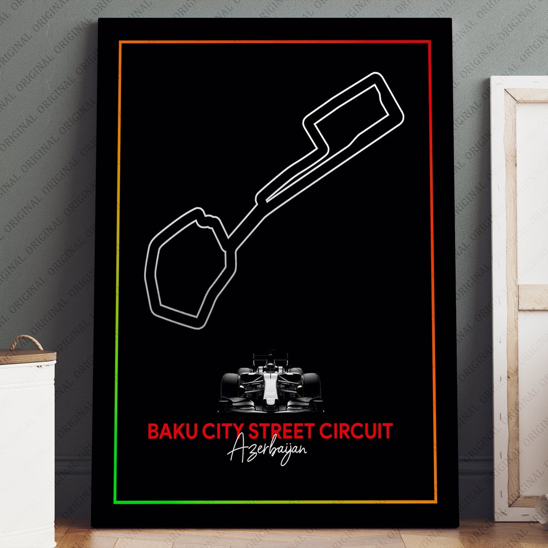 F1 Baku City Circuit Race Track Poster Canvas Wall Art, F1 Poster, Race ...
