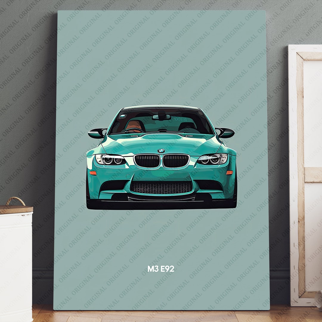 BMW M3 E92 Inspired Poster Canvas Wall Art, Car Poster, Car Art, Car ...