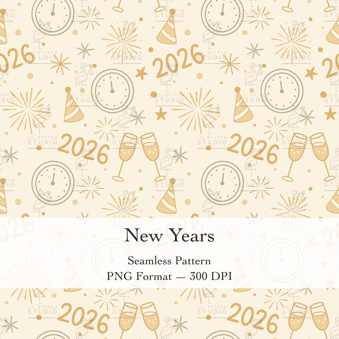 New Years 2026 Seamless Pattern, 2026 Seamless Pattern, New Years ...
