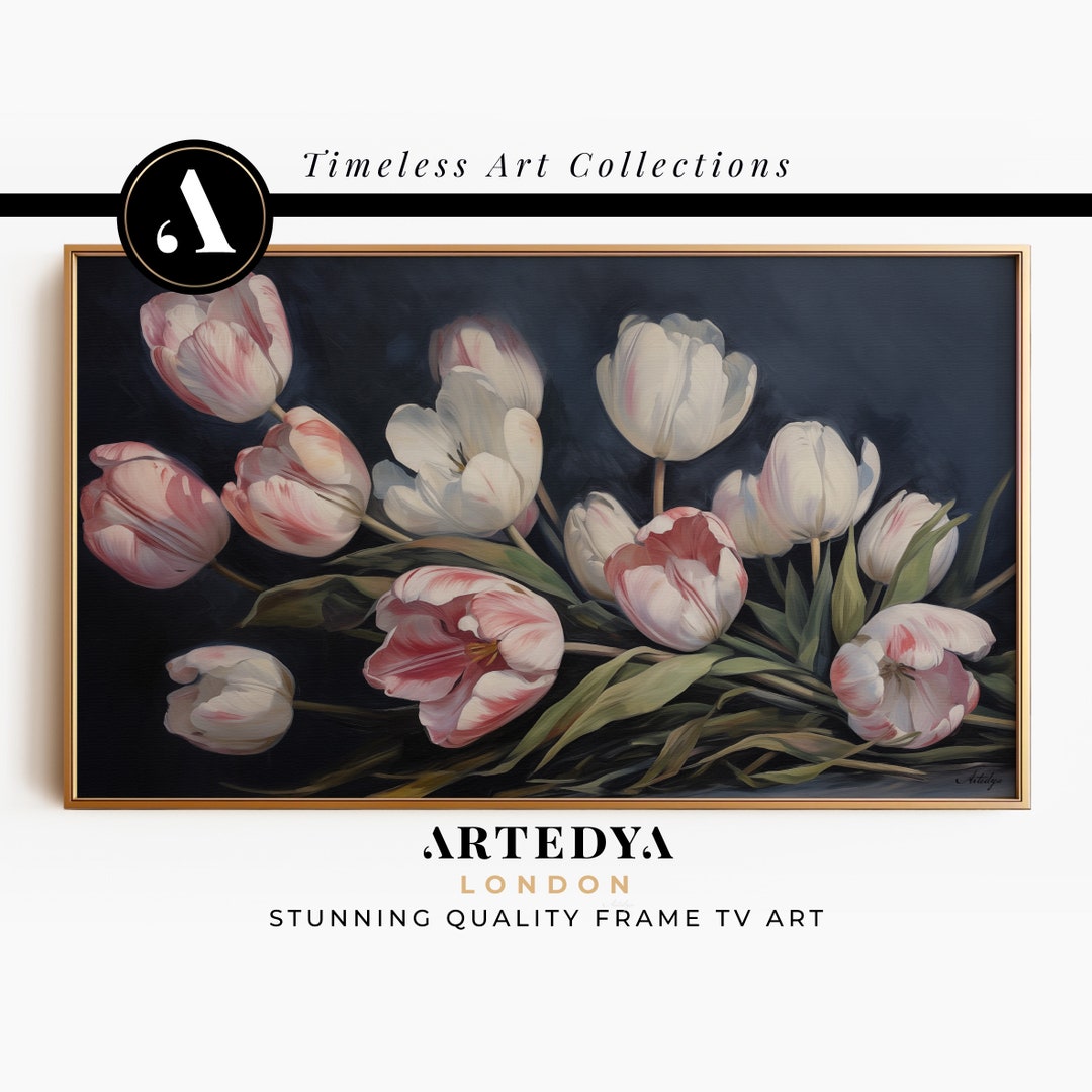 Moody Vintage Floral Still Life: Tulips Oil Painting | Dark Academia ...