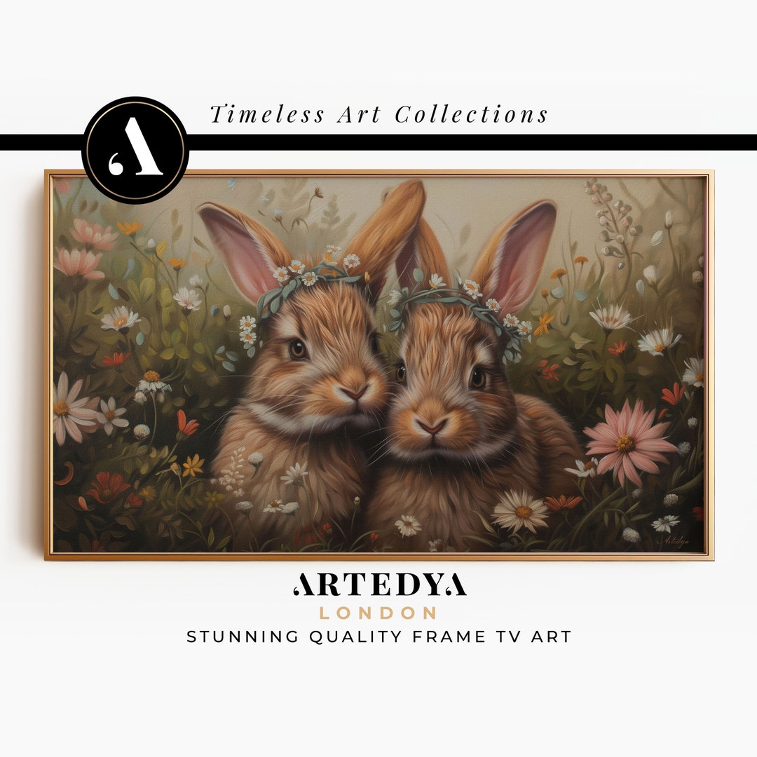 Easter Frame TV Art | Easter Bunnies Painting With Flower Crown ...