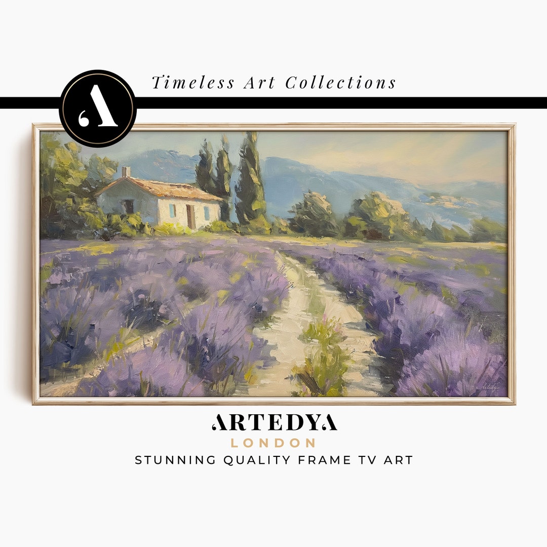 French Provence Landscape: Lavender Field Painting | Digital Download ...