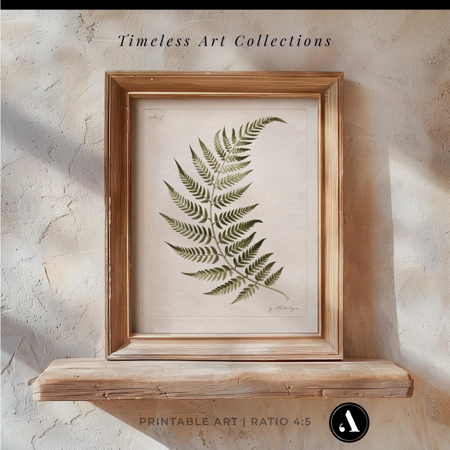 Rustic Green Fern Art Print | Digital Download | Cottage Botanical Wall ...