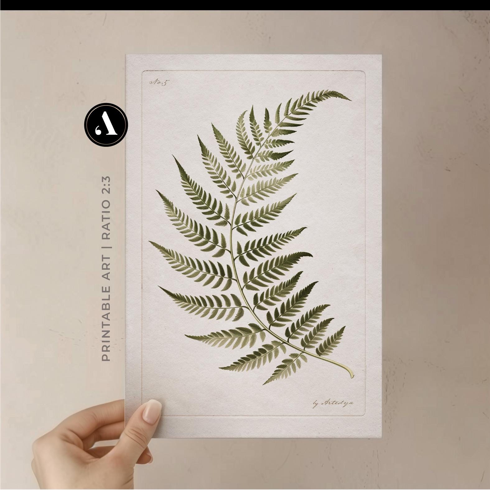 Rustic Green Fern Art Print | Digital Download | Cottage Botanical Wall ...