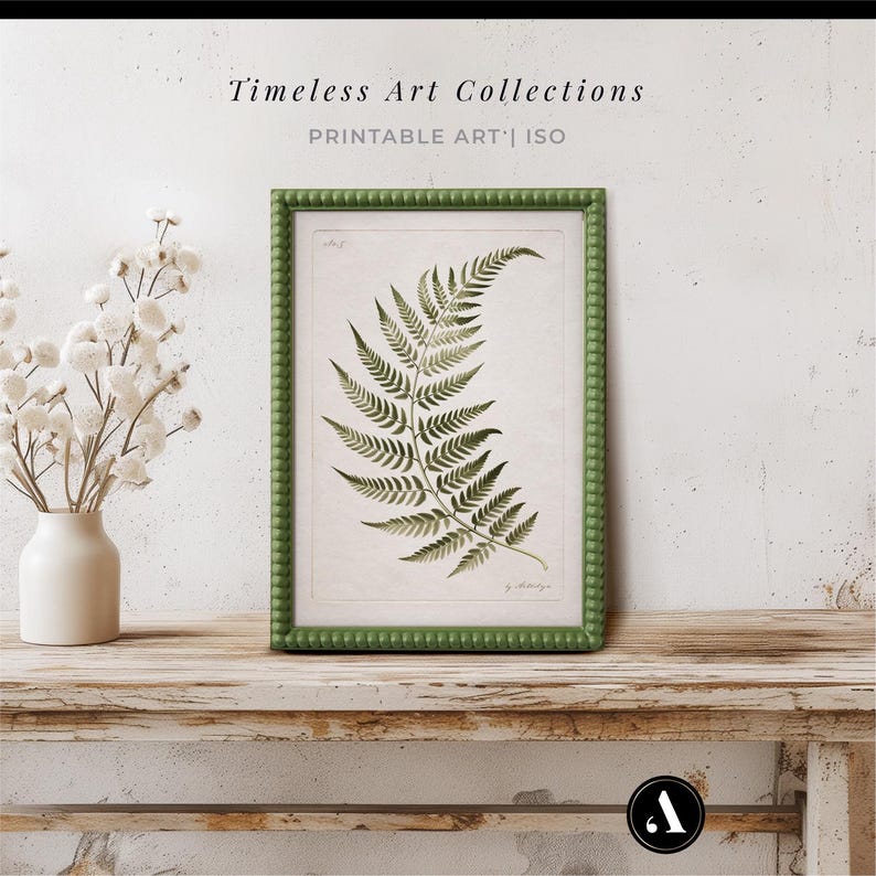 Rustic Green Fern Art Print | Digital Download | Cottage Botanical Wall ...