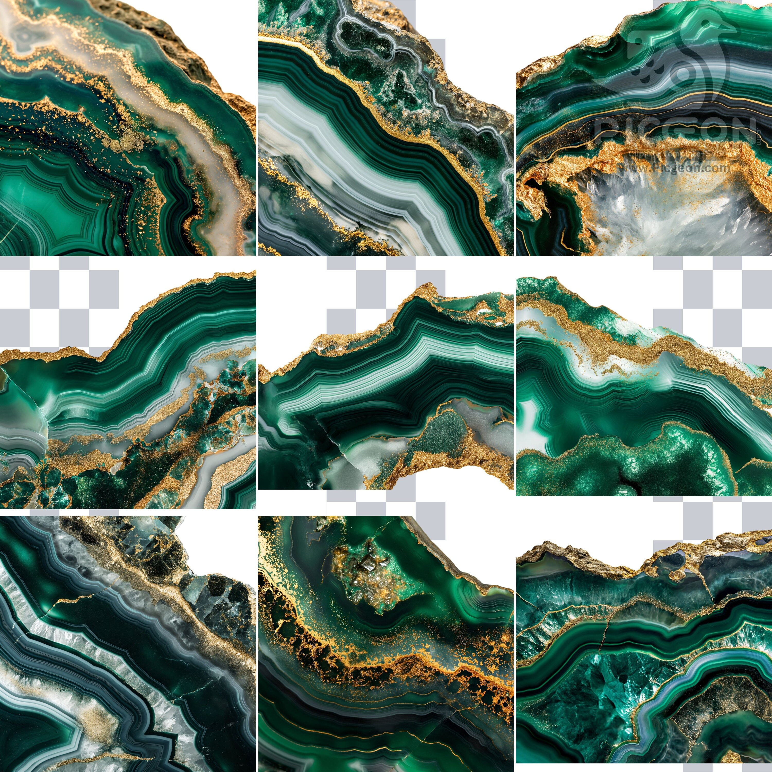 Emerald Agate Slices Gold Clipart PNG Agate Border Svg for Shirt Geode ...