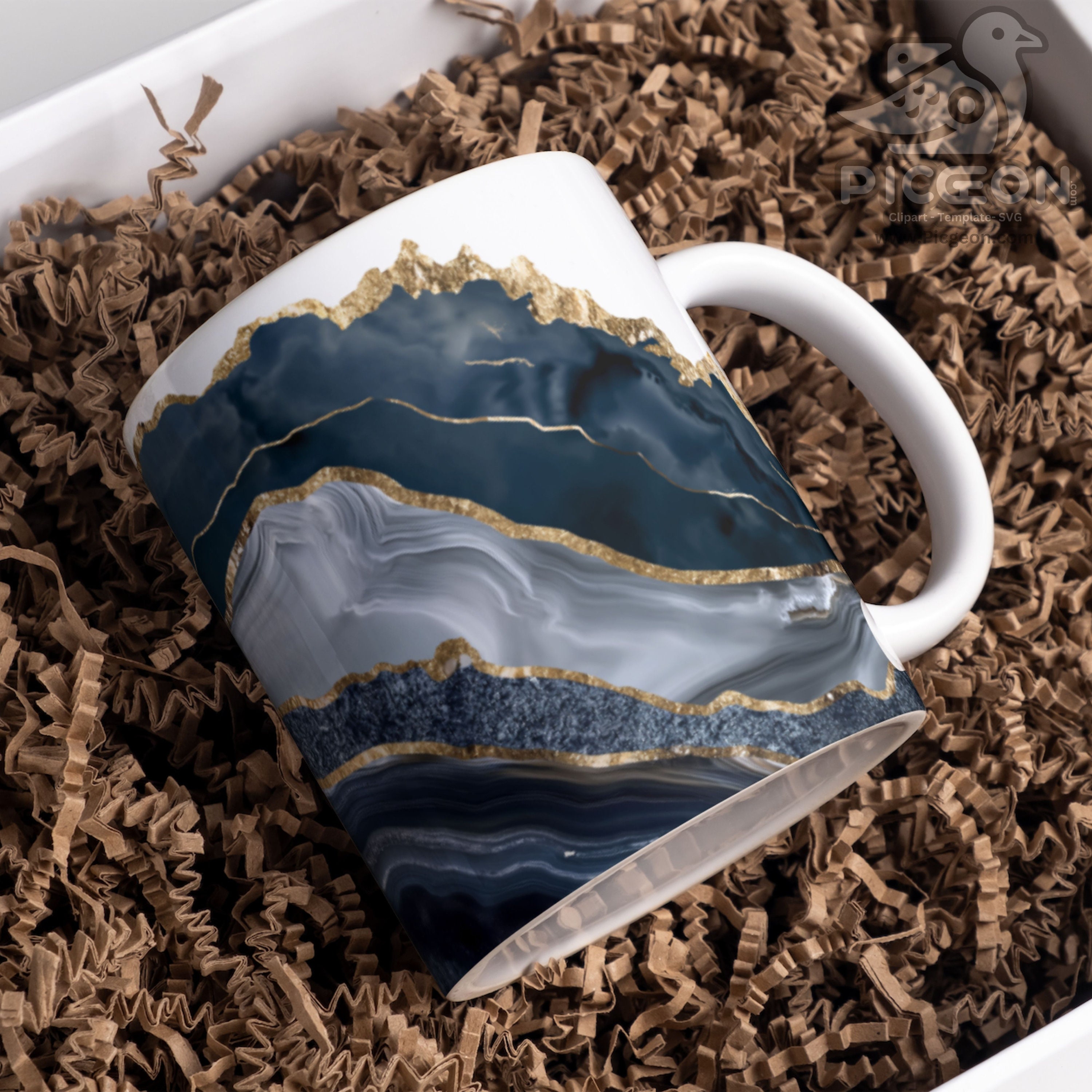 Navy Blue Agate Slices Gold Clipart PNG Agate Border Svg Shirt Geode ...