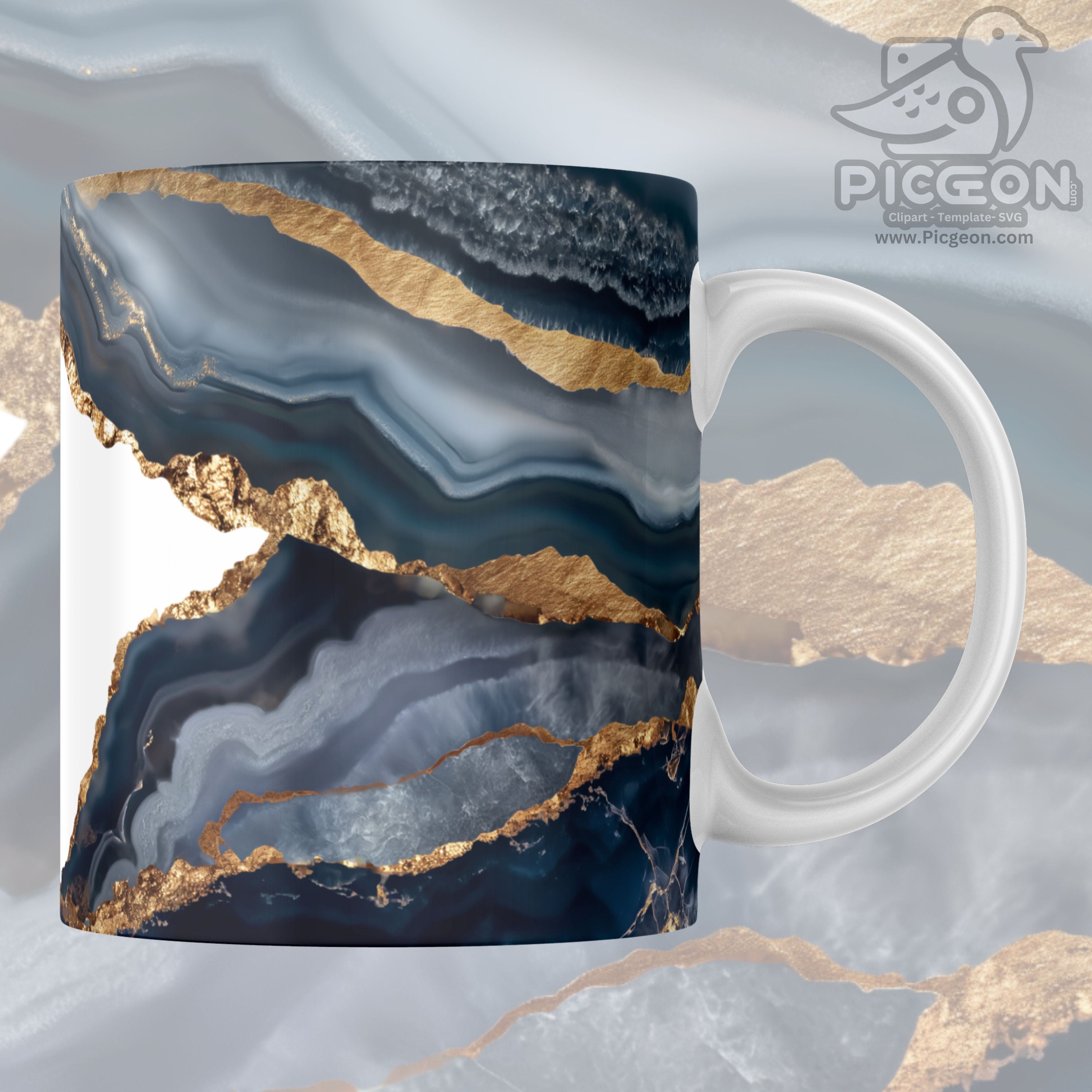 Navy Blue Agate Slices Gold Clipart PNG Agate Border Svg Shirt Geode ...