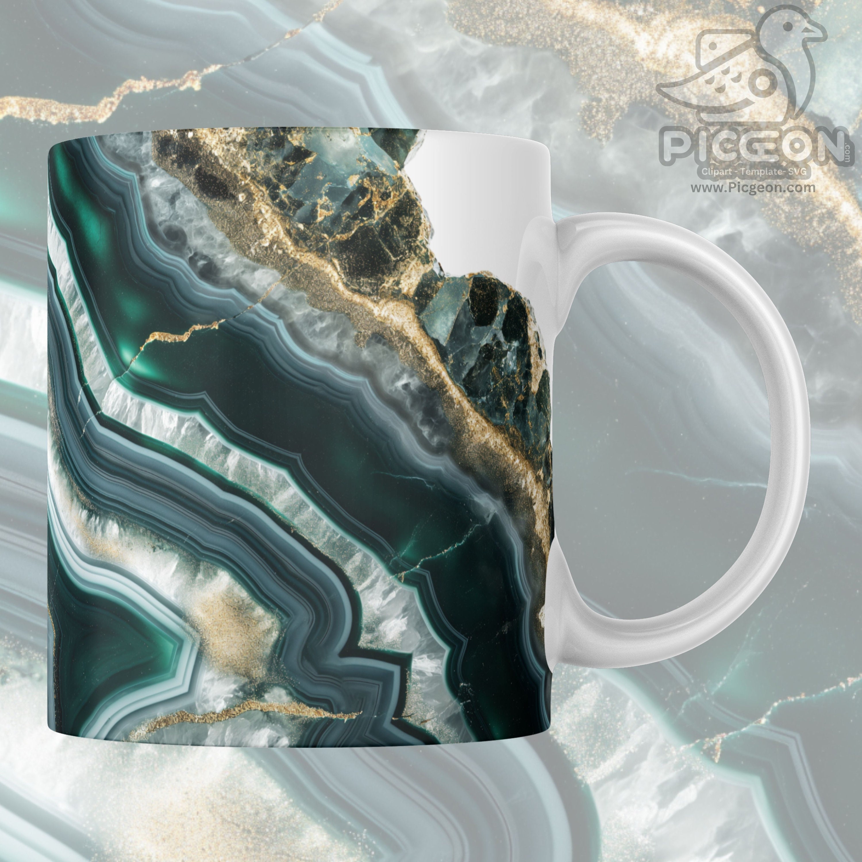 Emerald Agate Slices Gold Clipart PNG Agate Border Svg for Shirt Geode ...