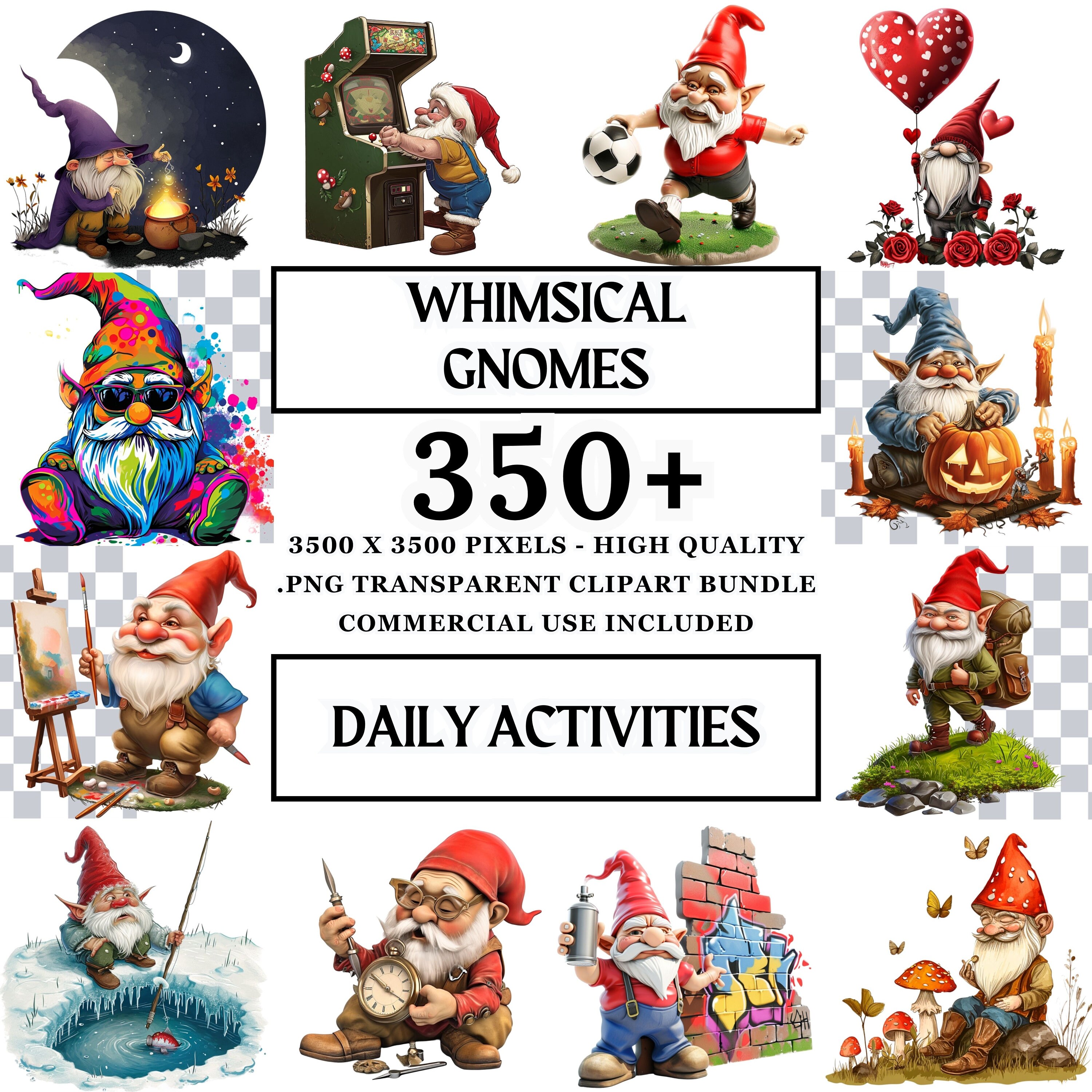 350 Whimsical Gnomes PNG Clipart Bundle Christmas Gnome Svg for Shirts ...