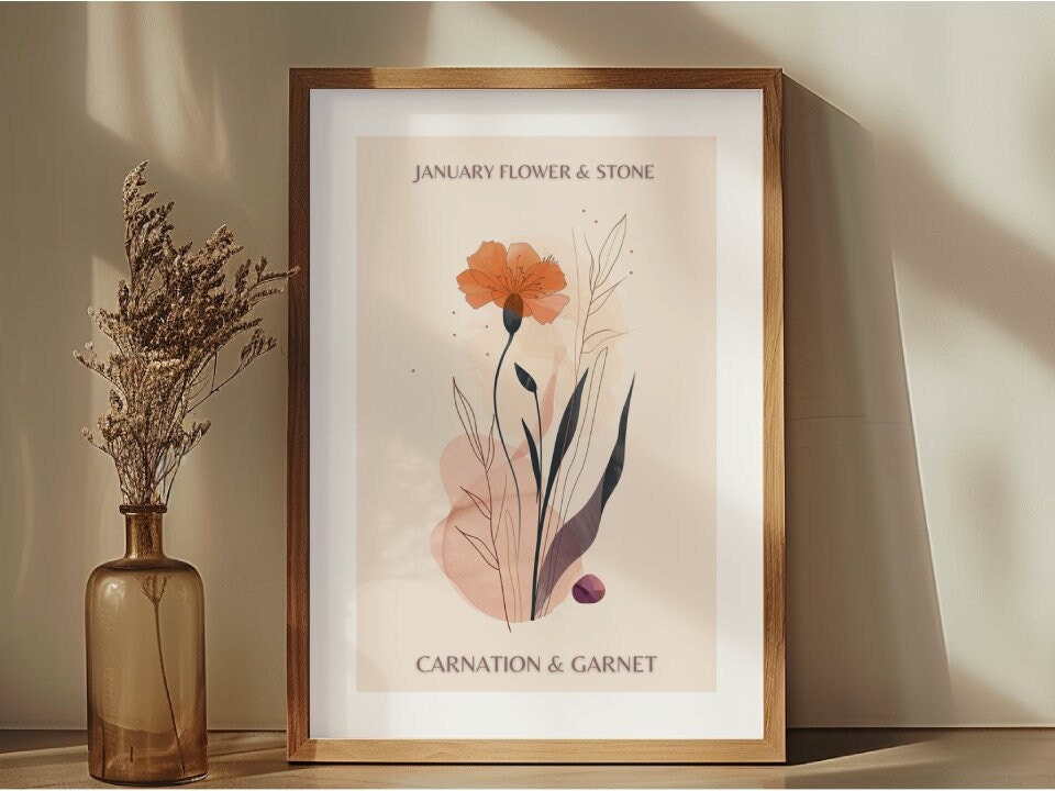 PRINTABLE January Birth Flower and Stone Gift/ Newborn Gift/ Nursery ...