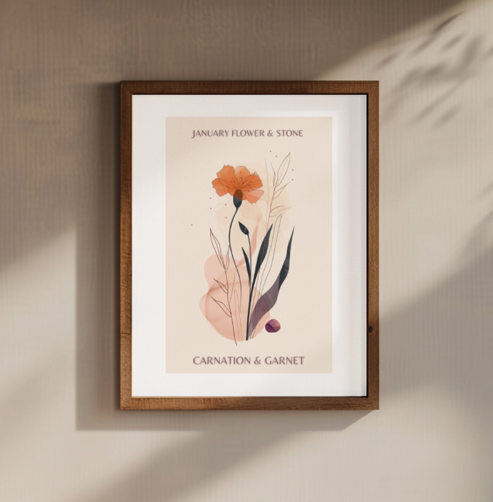 PRINTABLE January Birth Flower and Stone Gift/ Newborn Gift/ Nursery ...