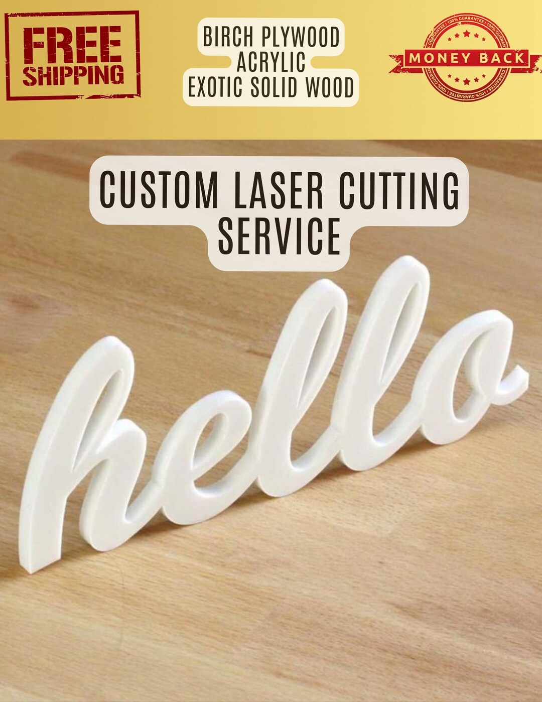 Custom Laser Cutting Service - Personalized Acrylic & Wood Design. - Etsy
