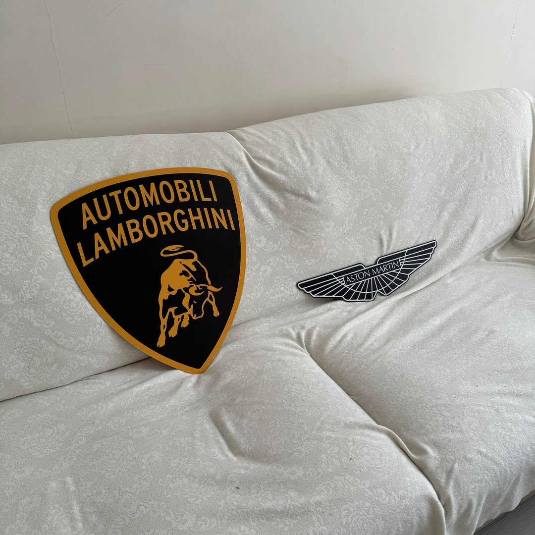 2x Vintage Lamborghini Aston Martin Metal Garage Wall Sign Sign Pack ...