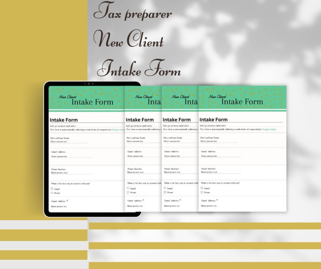 Tax Preparer New Client Intake Form Template - Printable & Digital ...