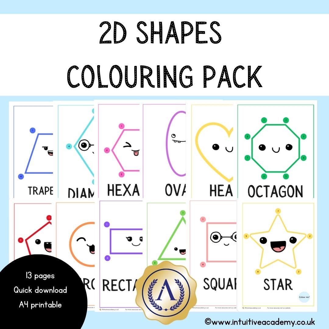 13 Fun Shape Colouring Sheets Bundle Pack Colouring Teaching Shapes ...