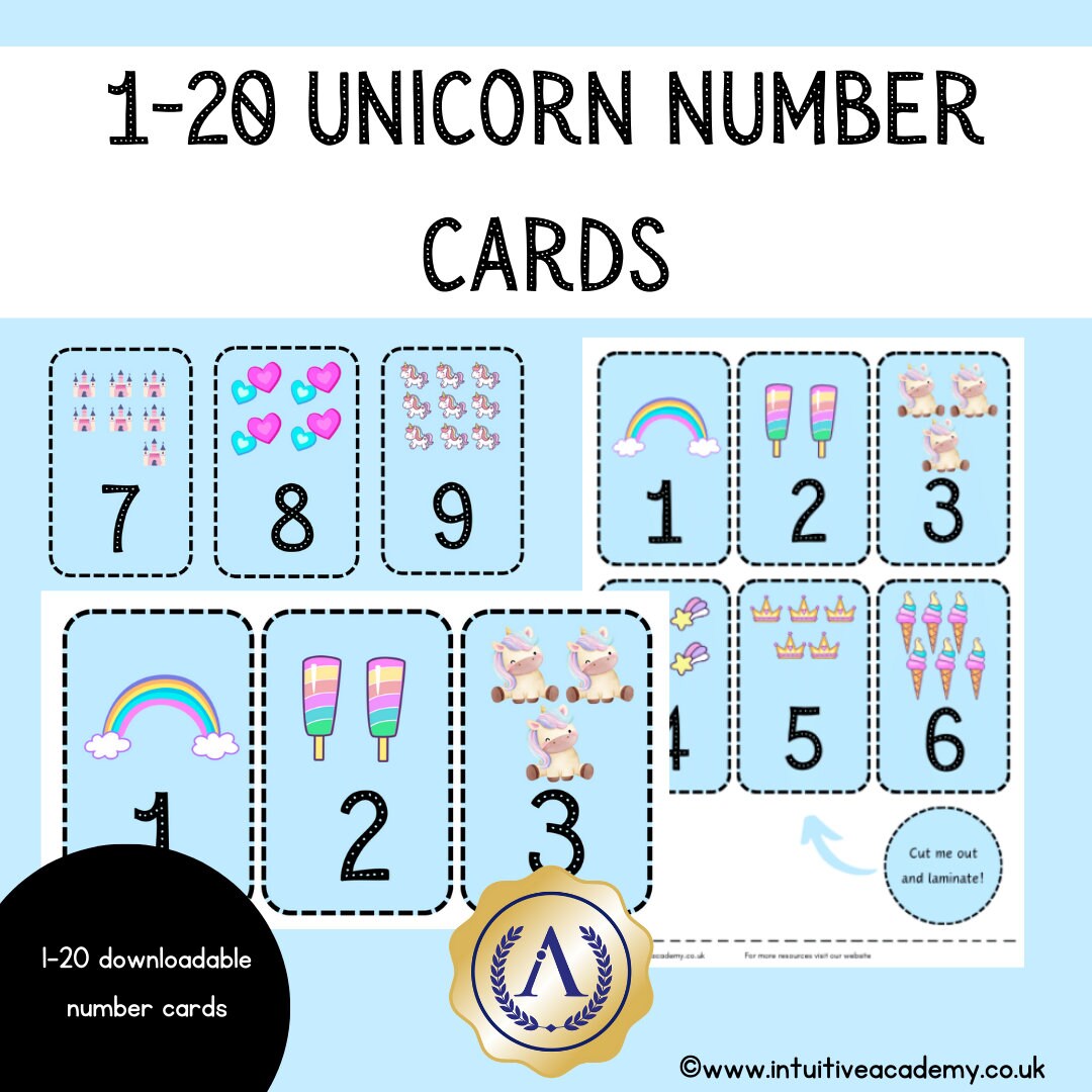 Number Cards Unicorn Theme Number Cards Ordering Numbers Activity ...