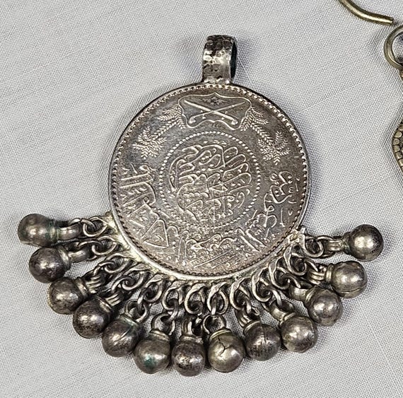 Antique Silver Saudi Riyal Pendant - Gem