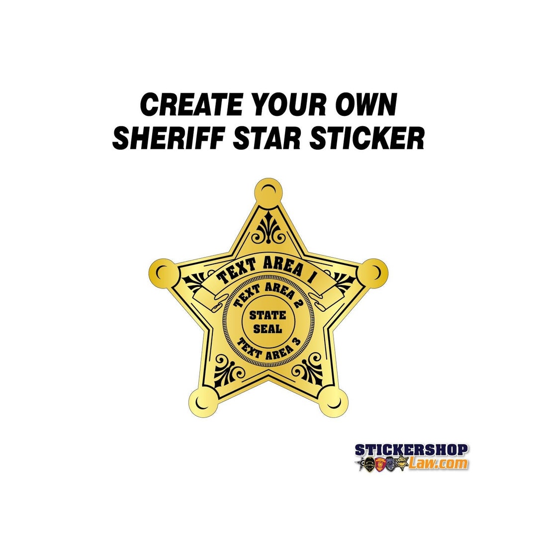 Sheriff Star Stickers - 500+ Custom Junior Deputy Stickers - 5pt Star ...