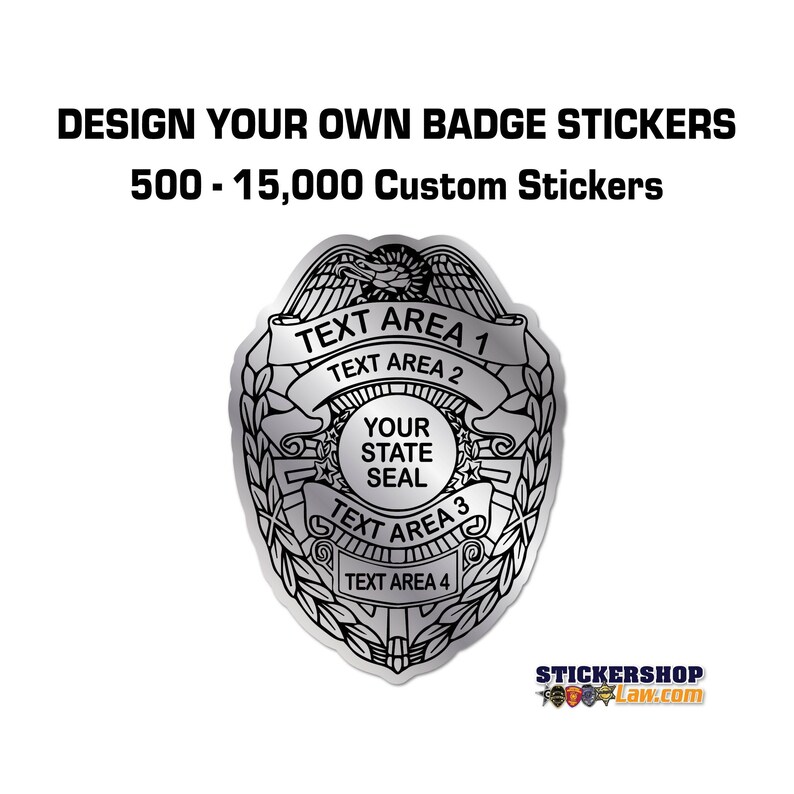 Police Department Stickers - 500-15,000 Custom Law Badge Stickers - Free Proofs Before Printing ...