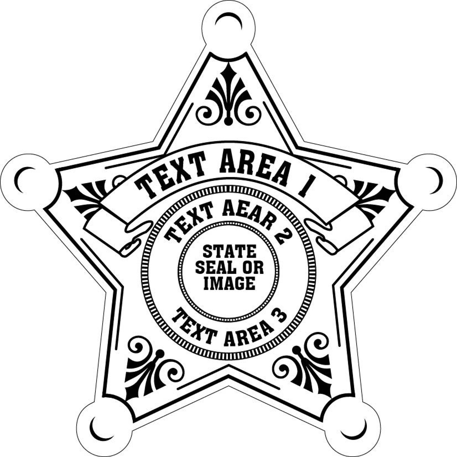 Sheriff Star Stickers - 500+ Custom Junior Deputy Stickers - 5pt Star ...