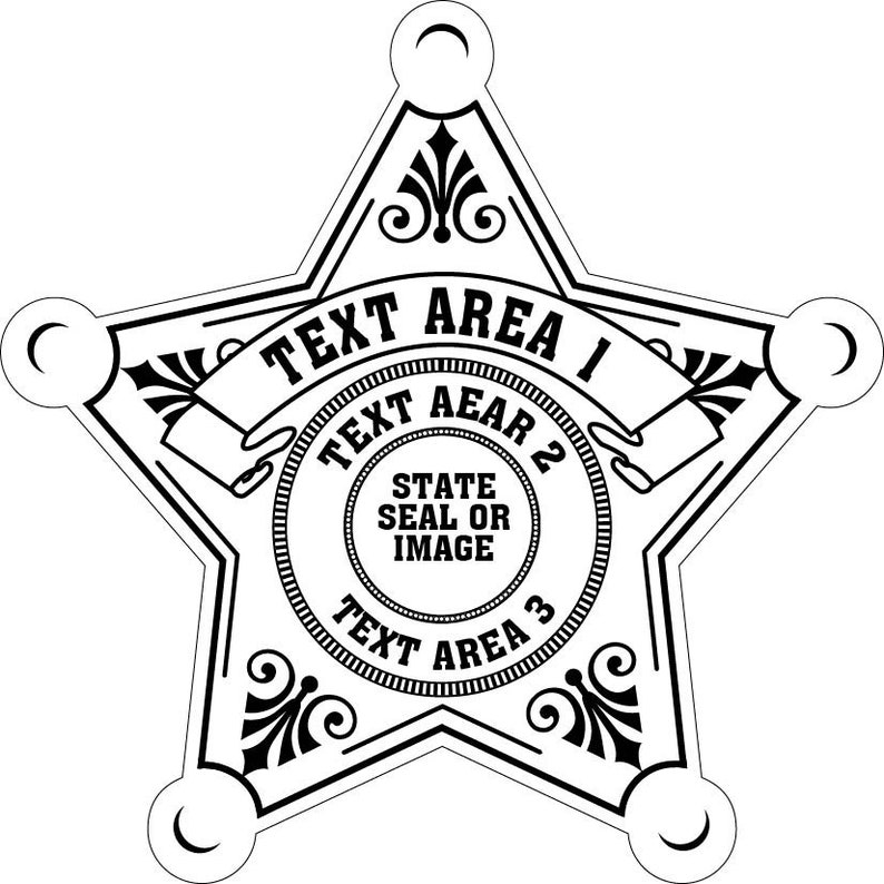 Sheriff Star Stickers - 500+ Custom Junior Deputy Stickers - 5pt Star ...