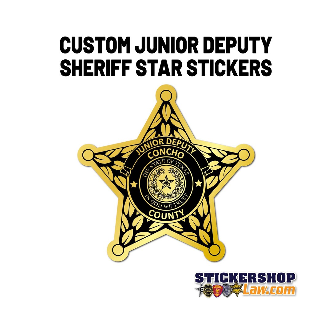 Custom Junior Deputy Sheriff Star Stickers - Personalized Text - Etsy