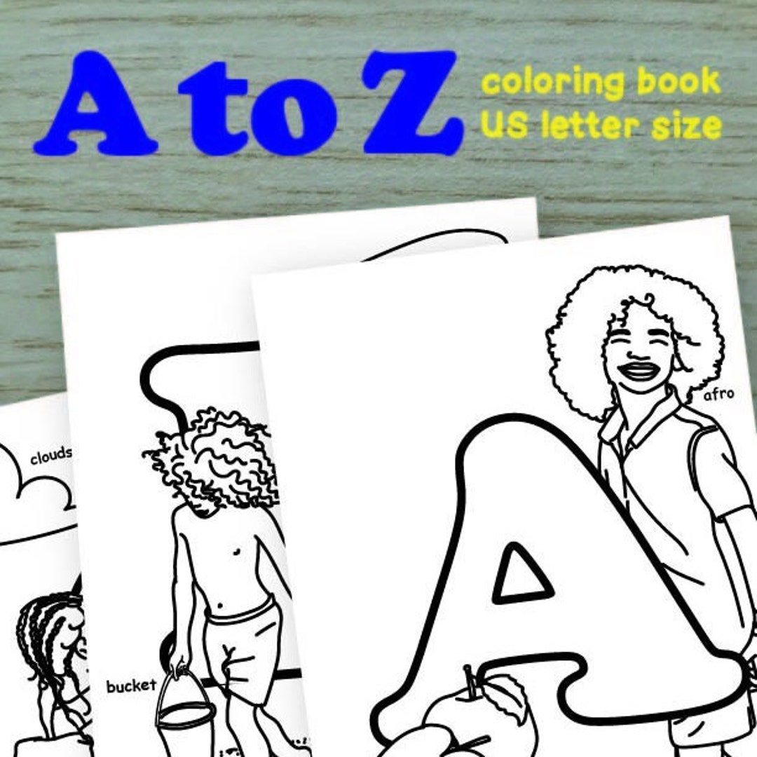 Libro para colorear de la A a la Z versión Blasian Siblings - Etsy España