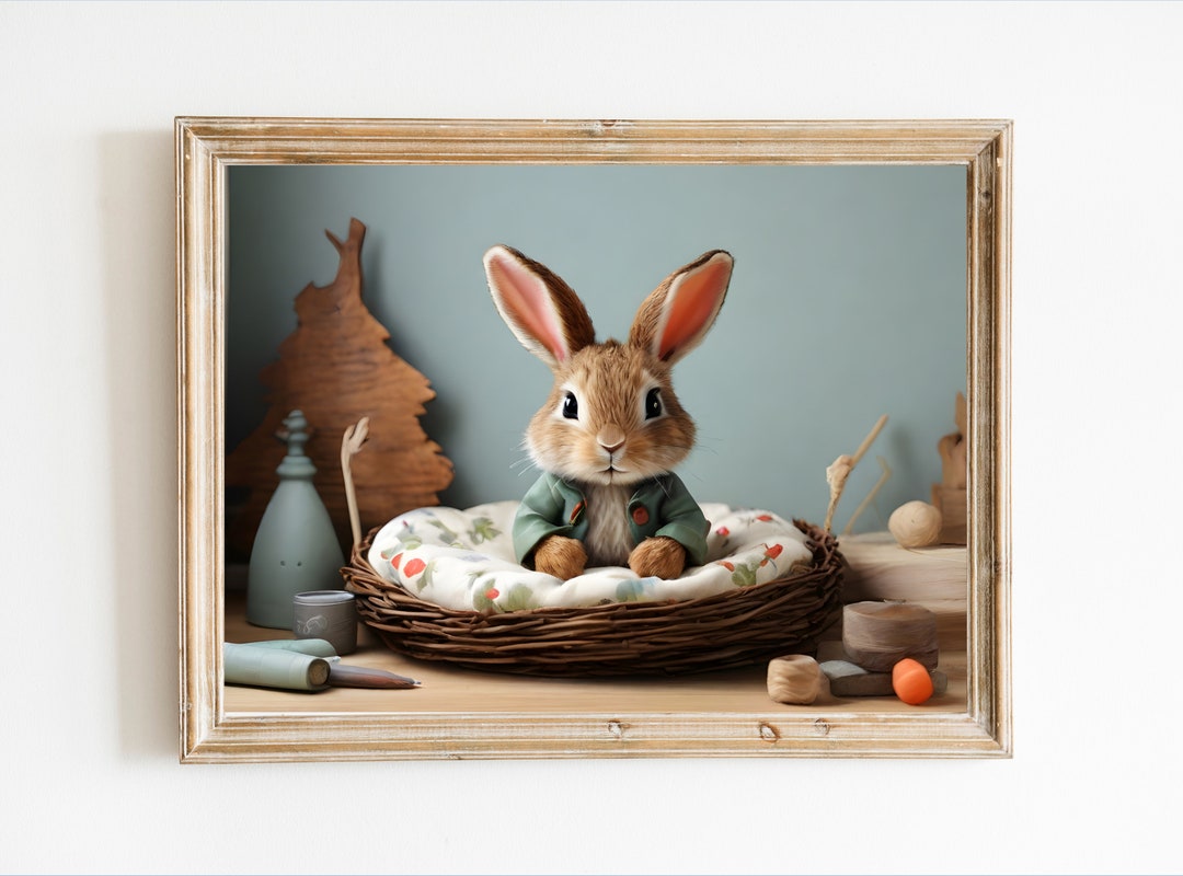 Rabbit Nursery Print, Bunny Nursery Print, Pet Painting, Kids Wall Art ...