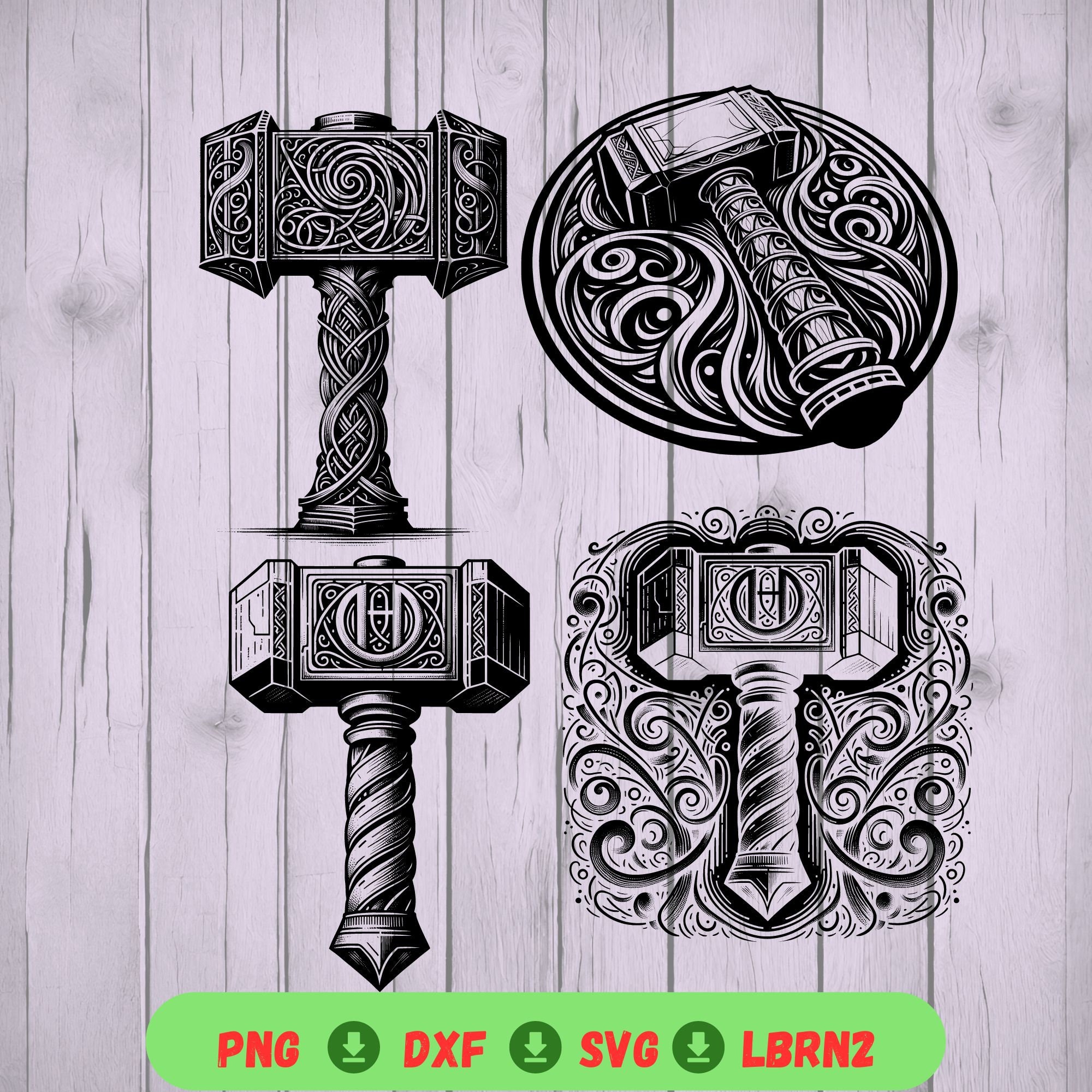 Viking Thor Hammer 12 Bundle SVG: Perfect for Laser Engraving, Mugs, T ...