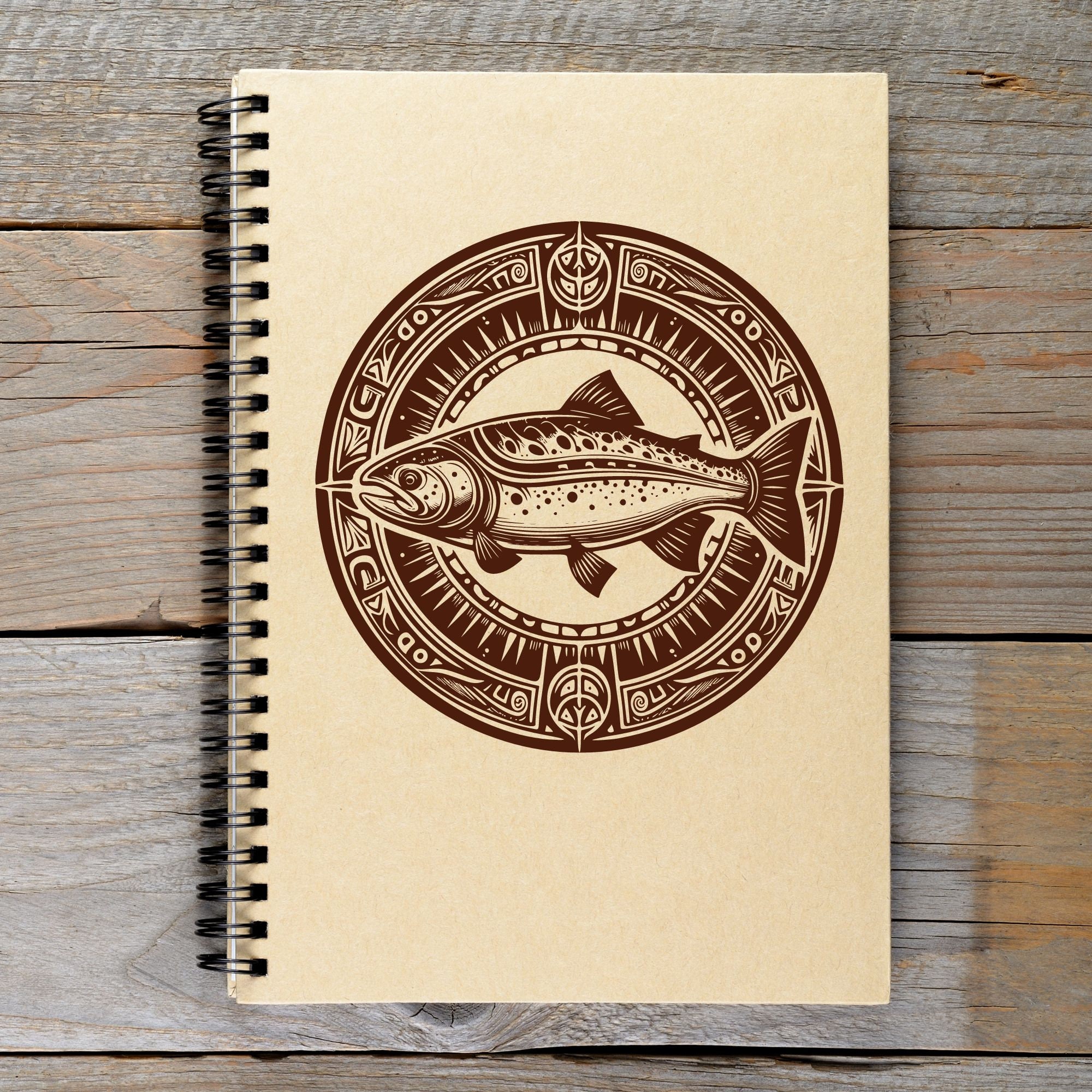 NATIVE American SALMON Design & Animal Lover SVG, Png, Dxf, Lbrn2 Files ...