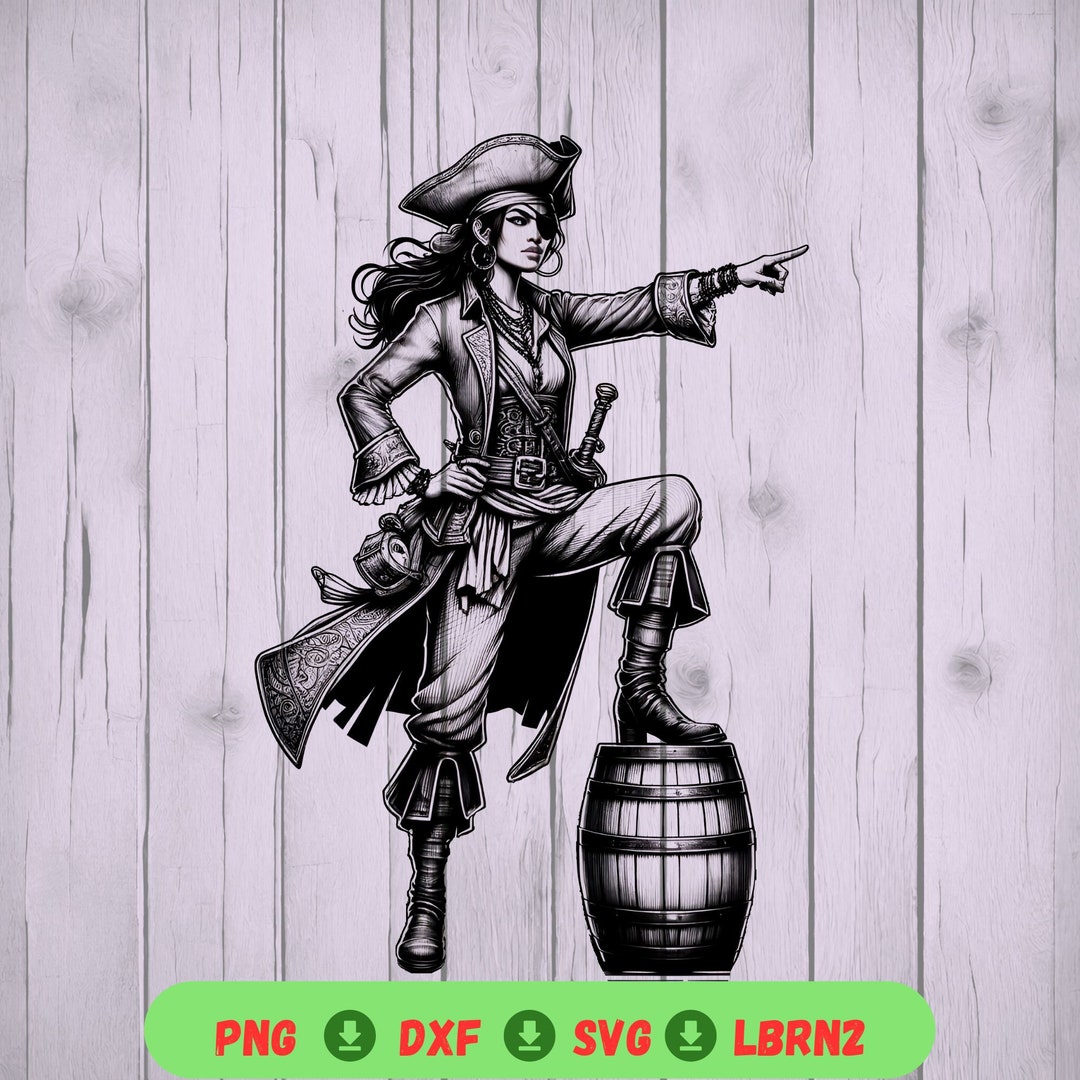 PIRATE LADY SVG Womens Pirate Png, Laser Cut Design of Pirate Girl ...