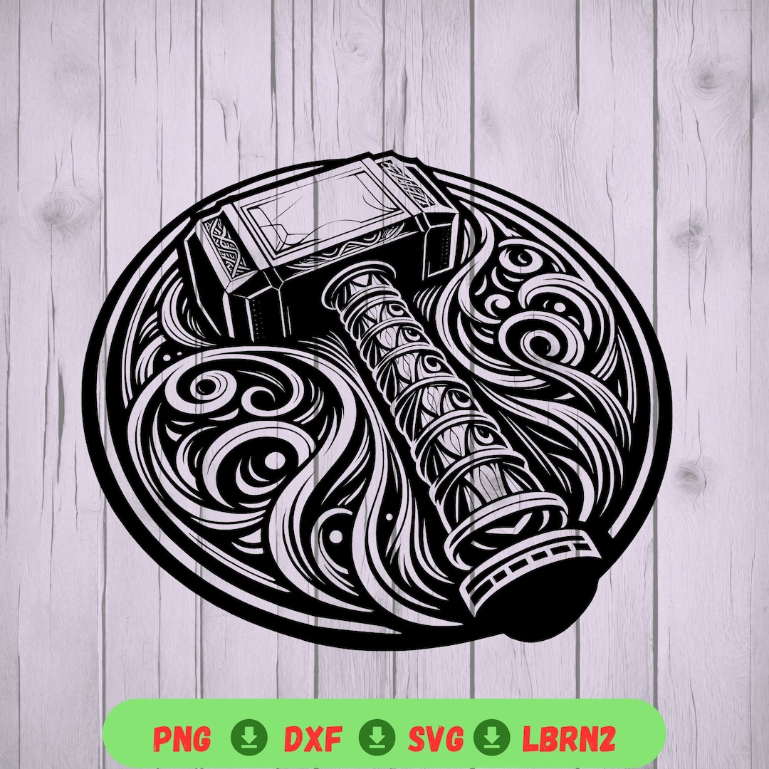 Viking Thor Hammer SVG: Perfect for Laser Engraving, Mug and Cup, T ...