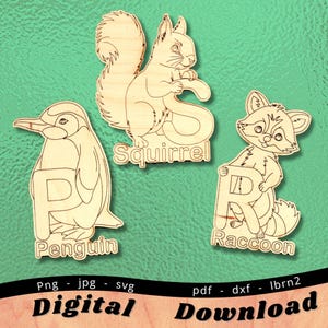 Wooden Animal Alphabet Shapes for Kids SVG English Version Creative ...