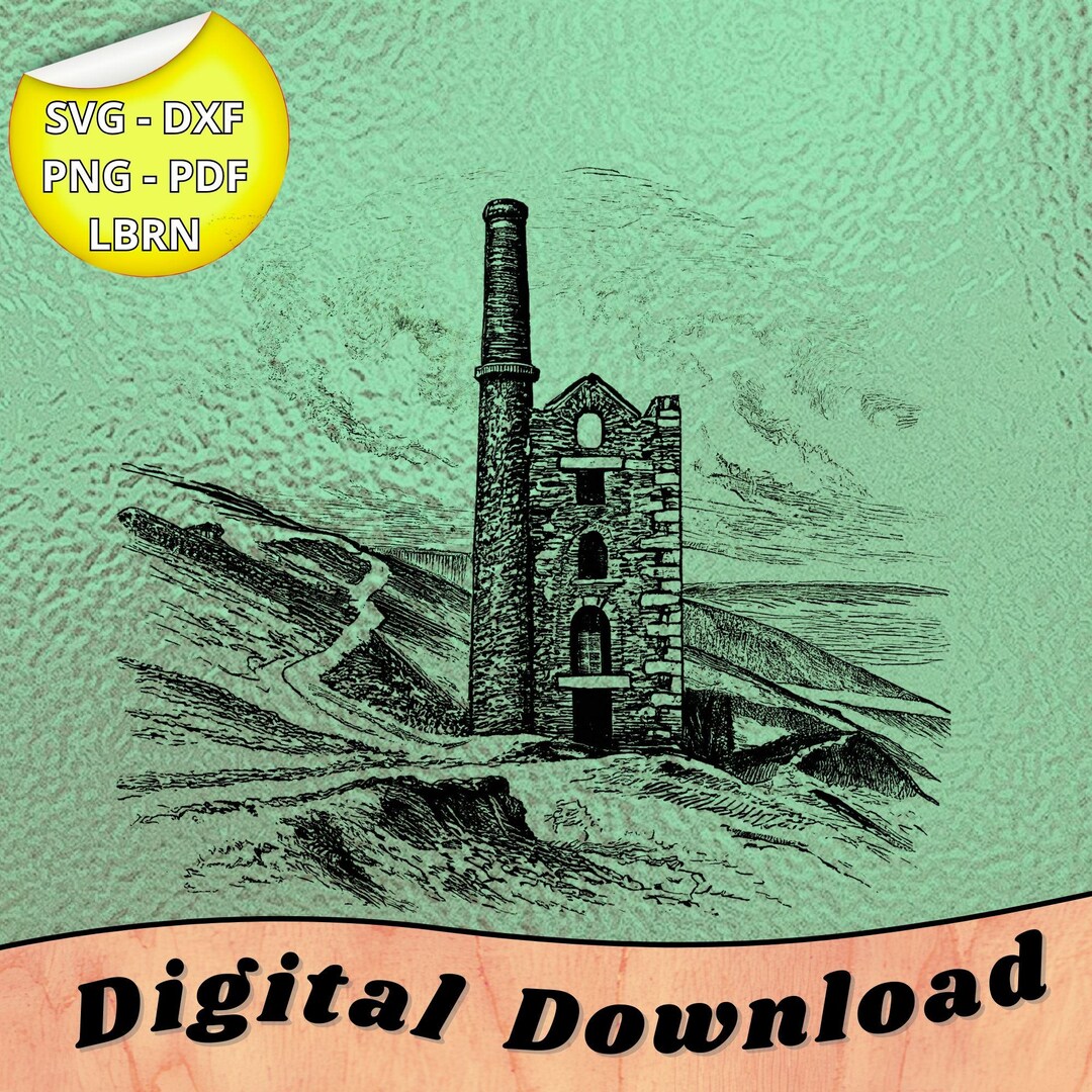 Cornish Tin Mines Printable Artwork SVG, DXF, Png, Pdf Files for Laser ...