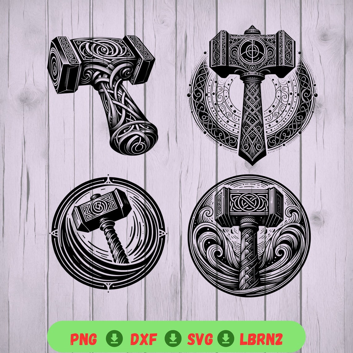 VIKING THOR HAMMER Bundle Tribal Norse Mythology Art for Mug, T-shirt ...