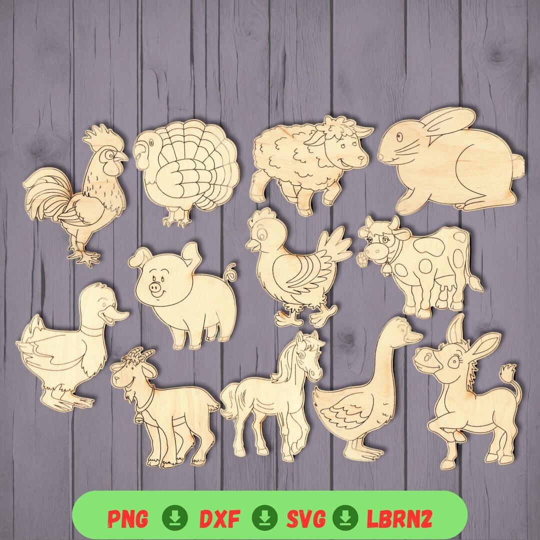 Farm Animal Crafts Wooden Animal Puzzle SVG, DIY Cut Coloring Book ...