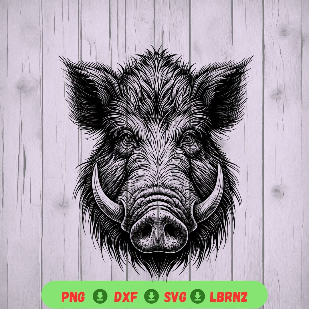 WILD BOAR HEAD and Animal Lovers Wild Pig Png, Dxf, Svg, Lbrn2 File ...