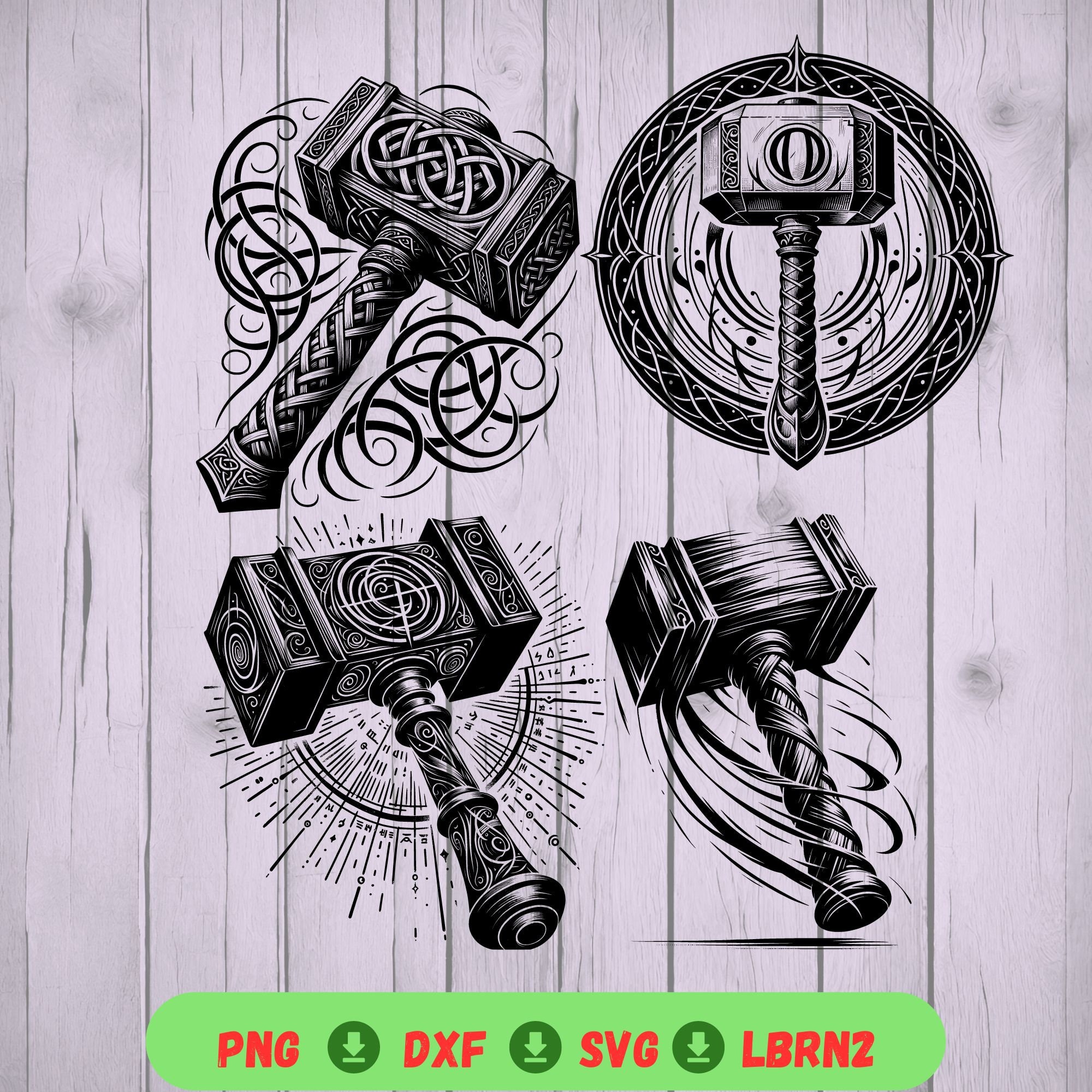Viking Thor Hammer 12 Bundle SVG: Perfect for Laser Engraving, Mugs, T ...