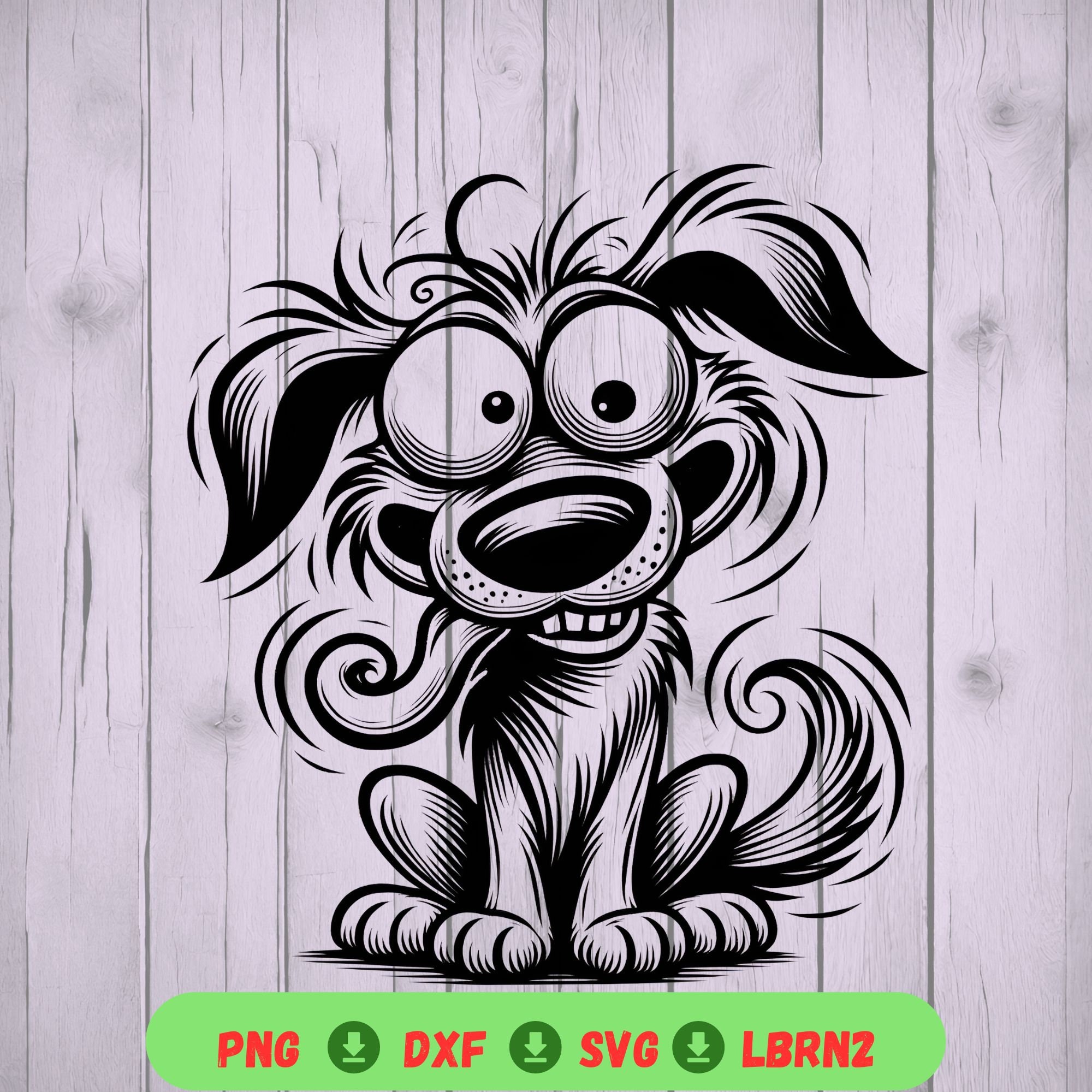 Digital File With Crazy Dog for Laser Engraving and Decoration SVG, DXF ...