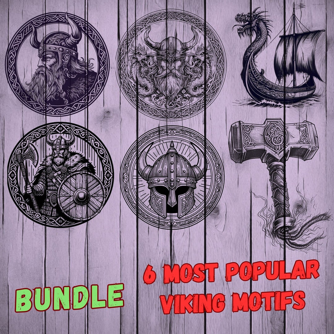 VIKING MOTIFS SVG Files Bundle, 6 Top Downloadable Norse Designs for ...