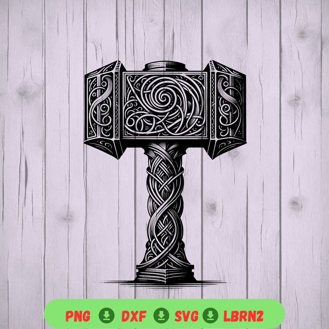 Viking Thor Hammer SVG: Perfect for Laser Engraving, Mug and Cup, T ...