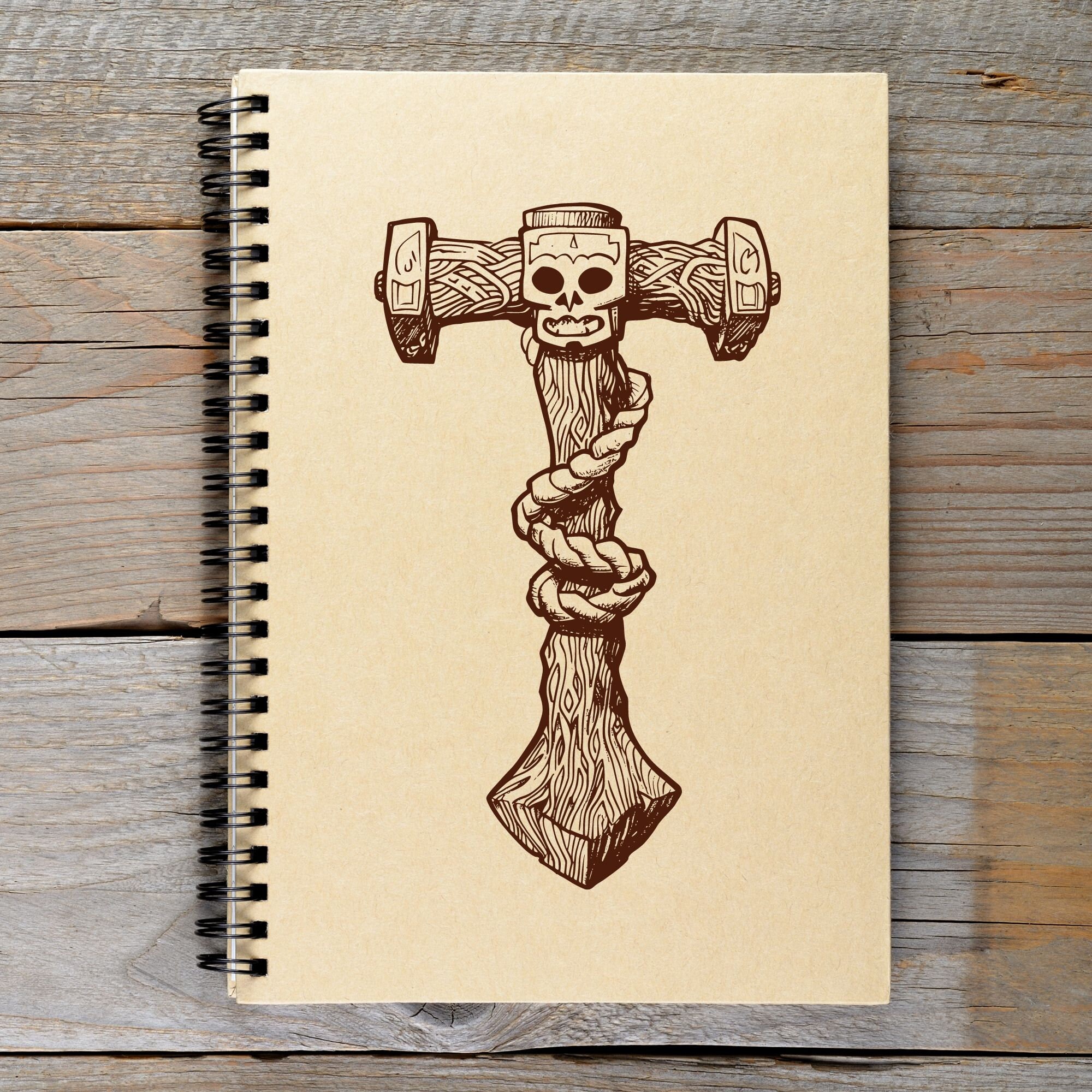 Skull Hammer Totem SVG File for Laser Engraving and Apparel Design ...