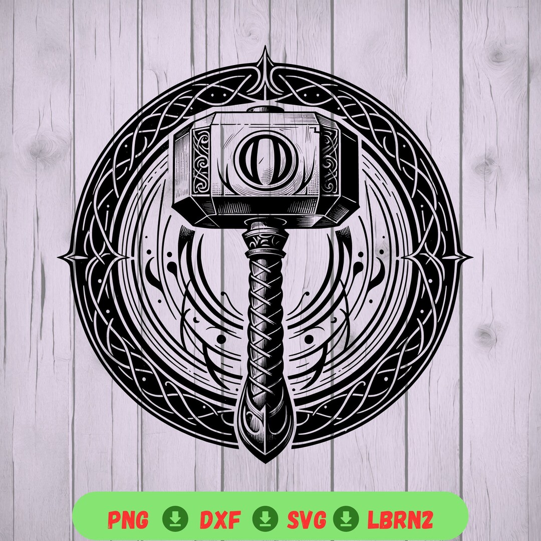 Viking Thor Hammer Design for Laser Engraving, Mugs, T-shirts, and Bags ...